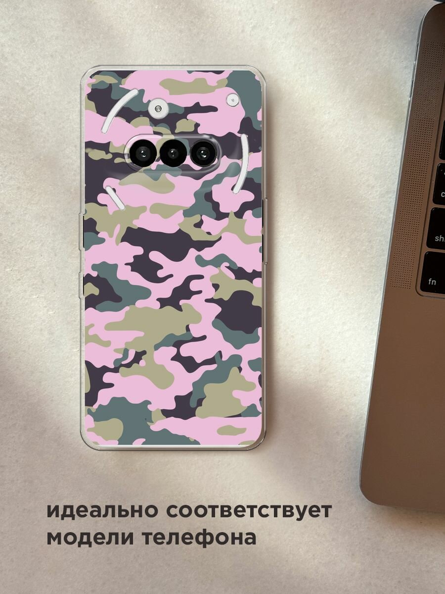 Чехол на Nothing Phone 3a / Нотинг Фон 3а с принтом "Камуфляж розовый - 23 февраля" — фото 1