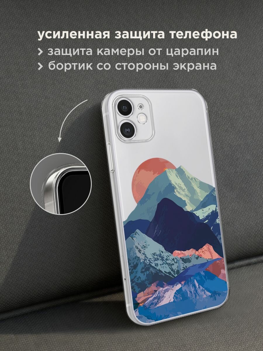 Чехол на Apple iPhone 11 / Айфон 11 с принтом "Закат в снежных горах", прозрачный — фото 1