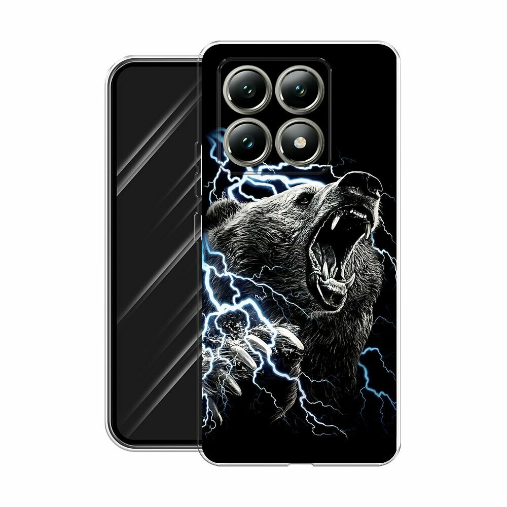 Силиконовый чехол на Xiaomi 14T / Сяоми 14T с принтом "Гроза и медведь" — фото 1