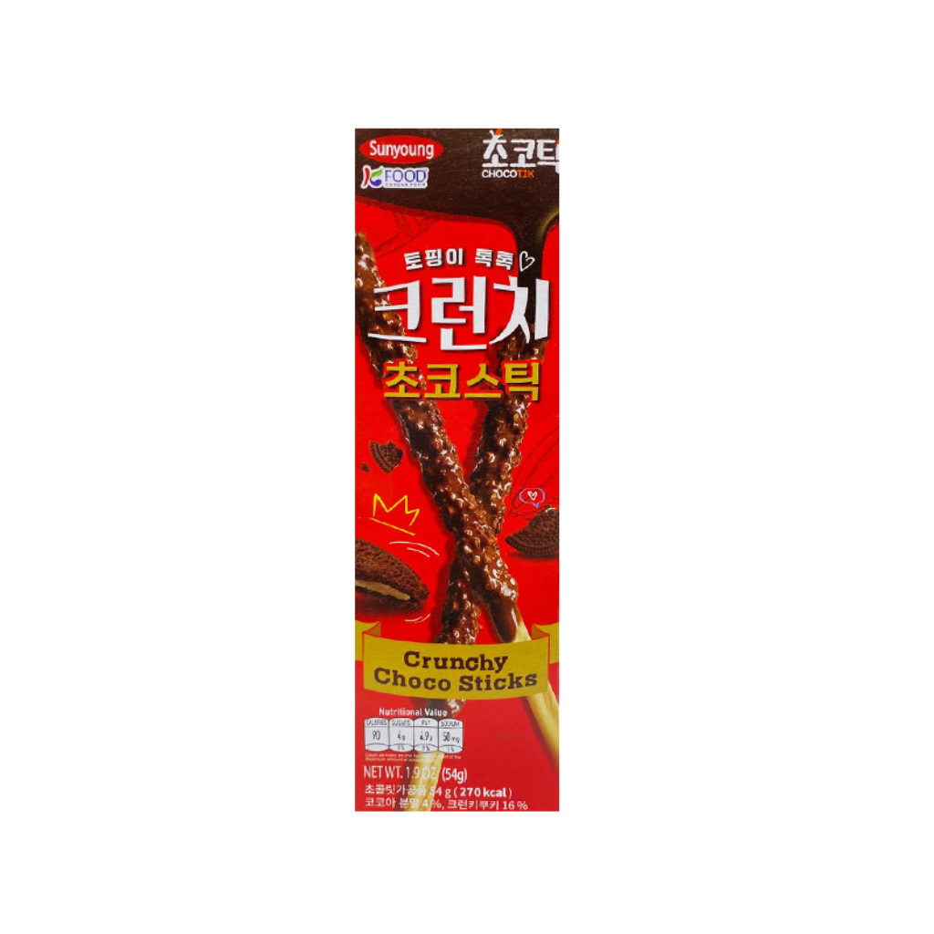 Печенье-палочки Sunyoung шоколадные с крошеным печеньем 54 г, Южная Корея