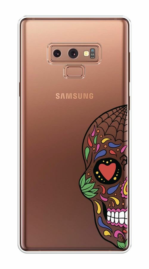 Чехол на Samsung Galaxy Note 9 / Самсунг Галакси Нот 9 с принтом череп из мексики арт, прозрачный