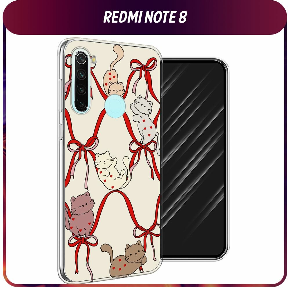Чехол на Xiaomi Redmi Note 8 / Сяоми Редми Нот 8 с принтом "Котики в ленточках 1"