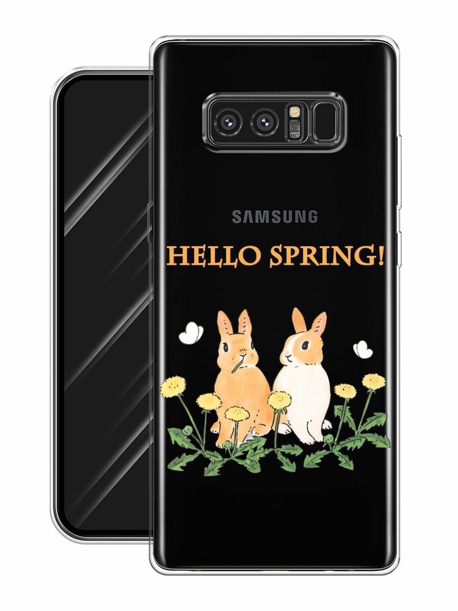 Чехол на Samsung Galaxy Note 8 / Самсунг Галакси Нот 8 с принтом "Весенние кролики", прозрачный — фото 1