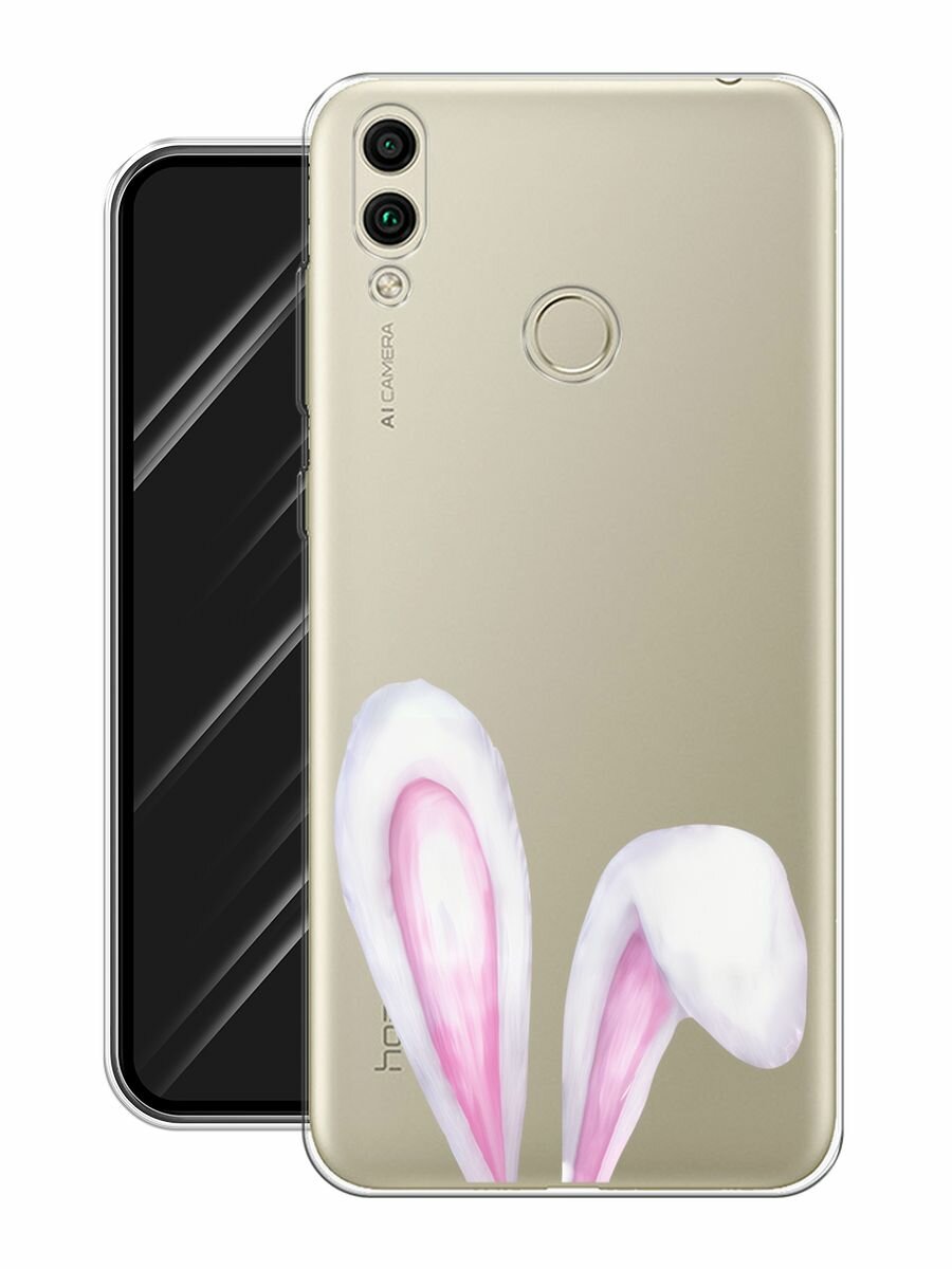Чехол на Honor 8C / Хонор 8С с принтом "Кроличьи уши 2", прозрачный — фото 1