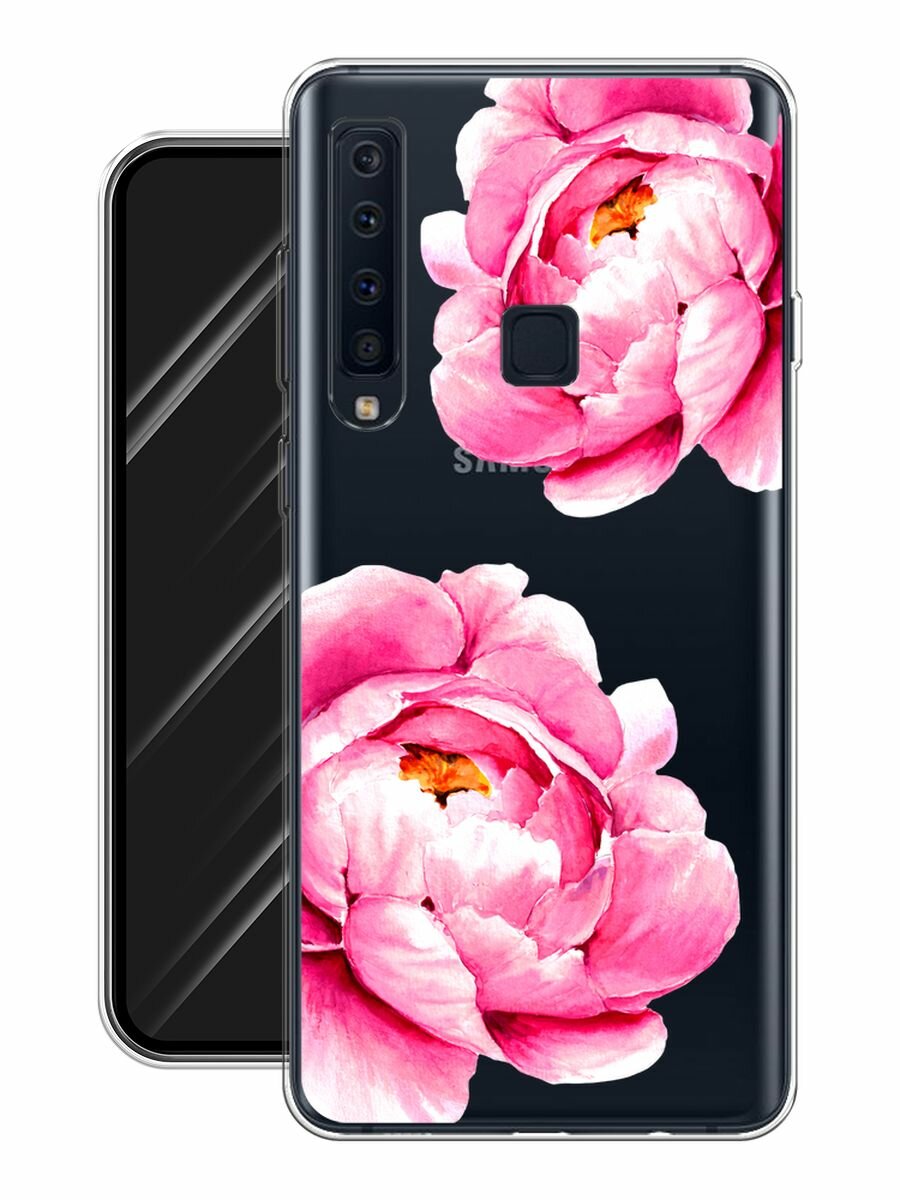 Чехол на Samsung Galaxy A9 2018 / Самсунг Галакси А9 2018 с принтом "Open peonies", прозрачный — фото 1