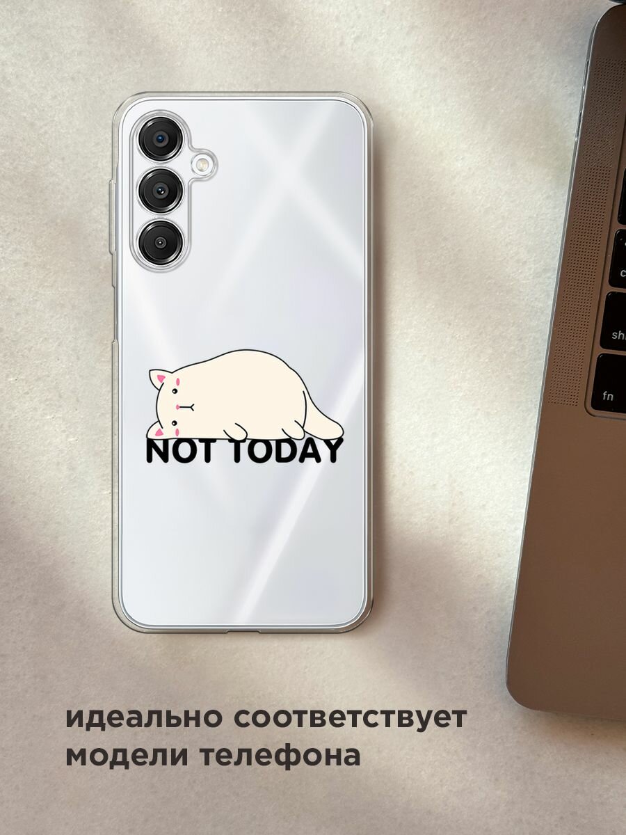 Чехол на Samsung Galaxy A16 / Самсунг А16 с принтом "Cat not today", прозрачный — фото 1