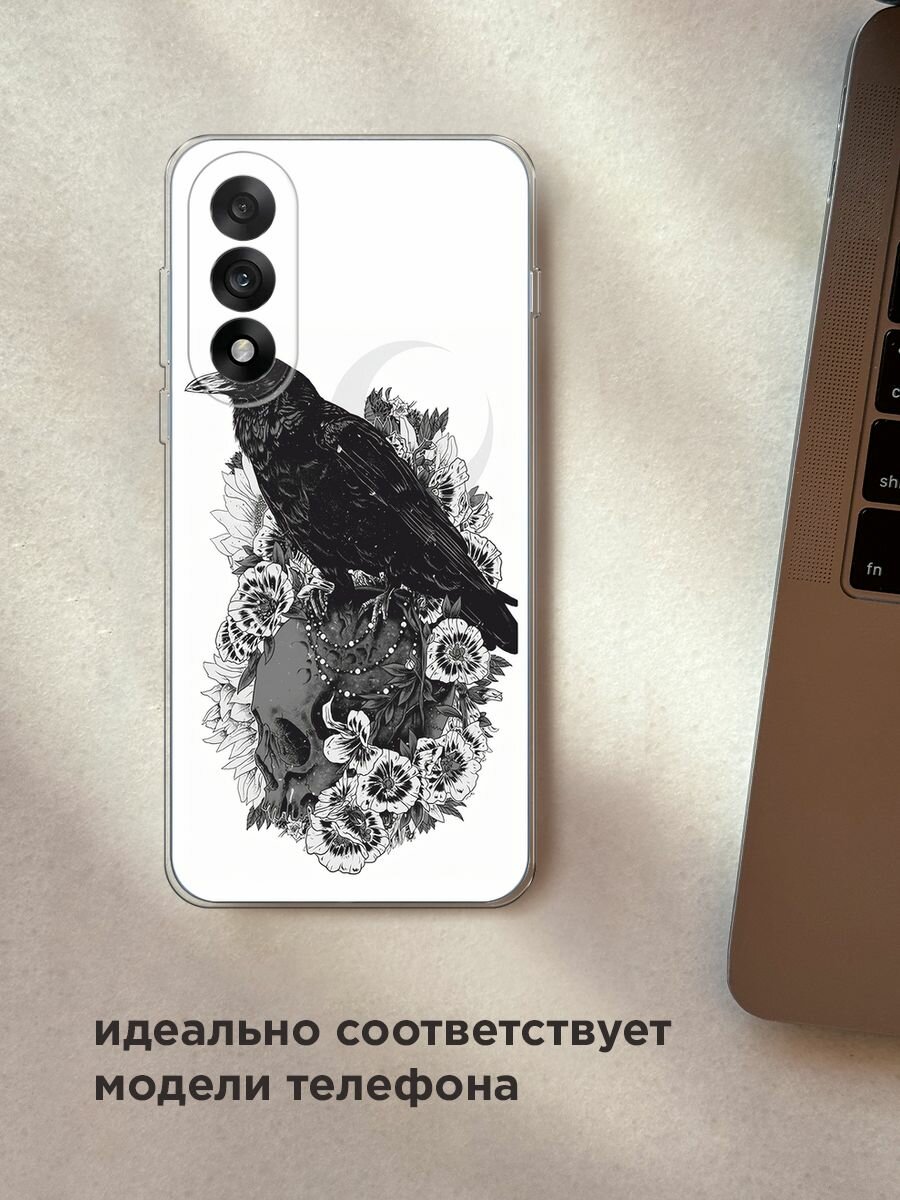 Чехол на OnePlus Nord 5 / Ван Плас Норд 5 с принтом "Череп и ворона 1" — фото 1