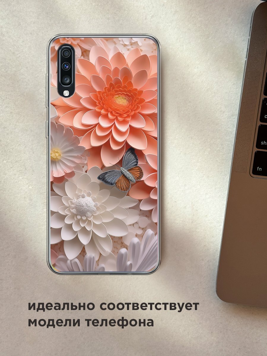 Чехол на Samsung Galaxy A70 / Самсунг Галакси А70 с принтом "Бумажные цветы" — фото 1