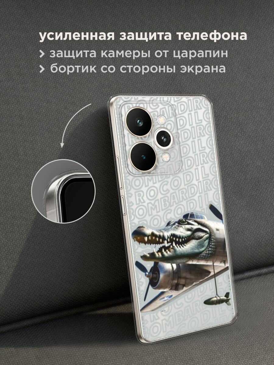 Чехол на Realme 15 Pro / Реалми 15 Про с принтом "Бомбардиро крокодило 2", прозрачный — фото 1
