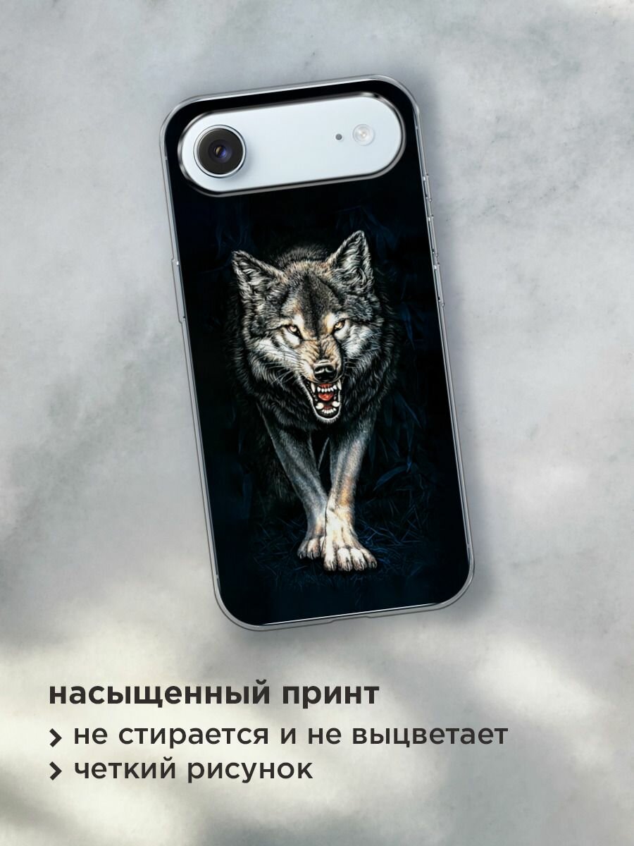 Чехол на Apple iPhone Air / Айфон Айр с принтом "Злобный волк из ночи" — фото 1