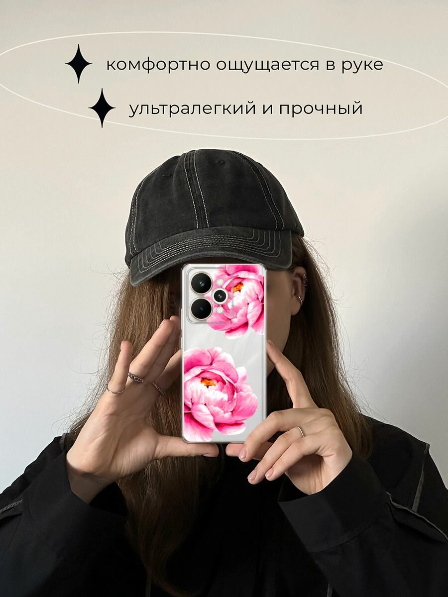 Чехол на Realme 15 Pro / Реалми 15 Про с принтом "Open peonies", прозрачный — фото 1
