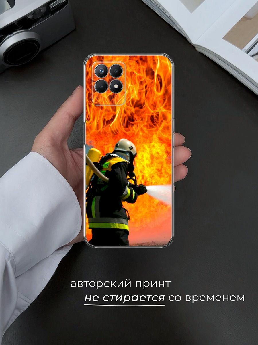 Чехол на Realme 8i / Реалми 8i с принтом "Пожарные на страже" — фото 1