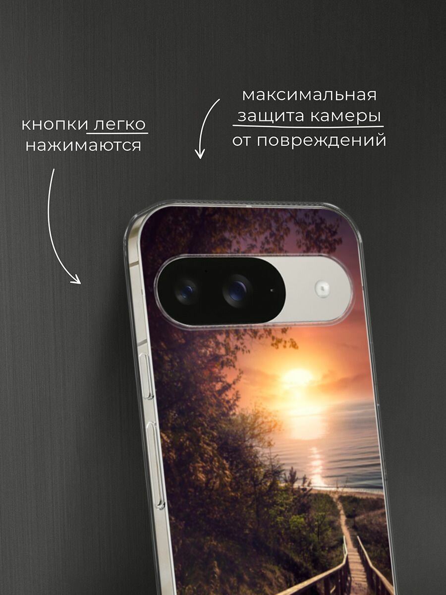 Чехол на Google Pixel 9 / Гугл Пиксель 9 с принтом "Мост у воды" — фото 1