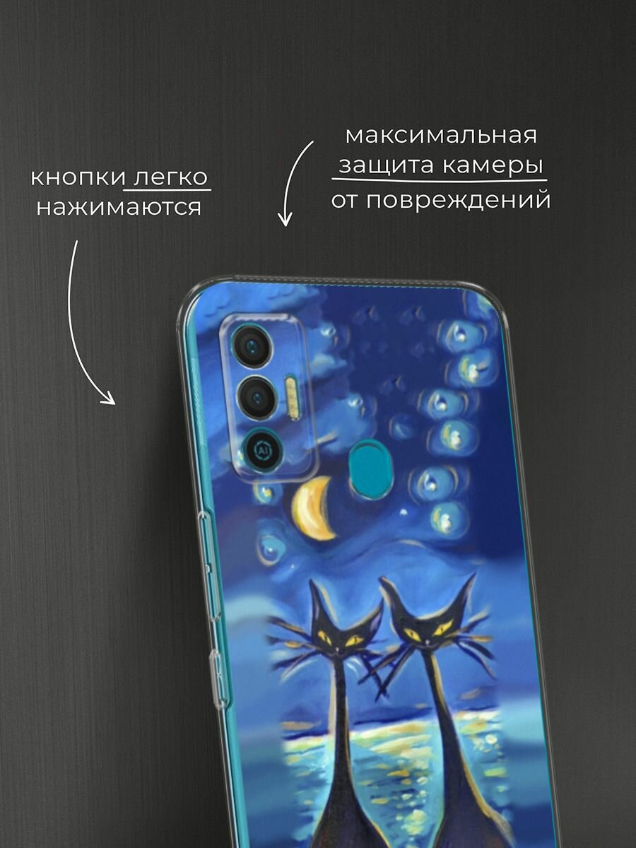Чехол на Tecno Spark 7 / Техно Спарк 7 с принтом "Влюбленные котики 7" — фото 1