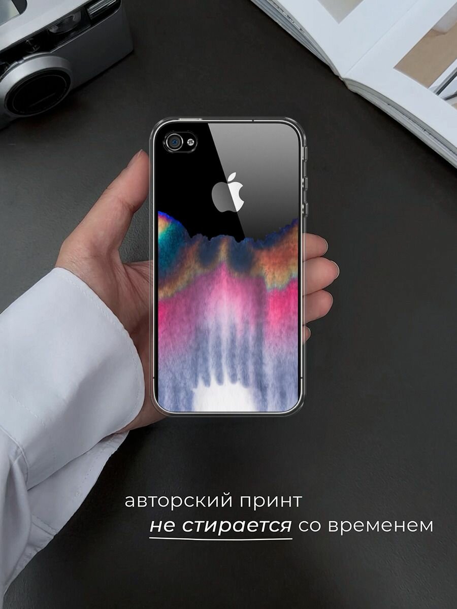 Чехол на Apple iPhone 4/4S / Айфон 4/4S с принтом Акварельная абстракция, прозрачный — фото 1