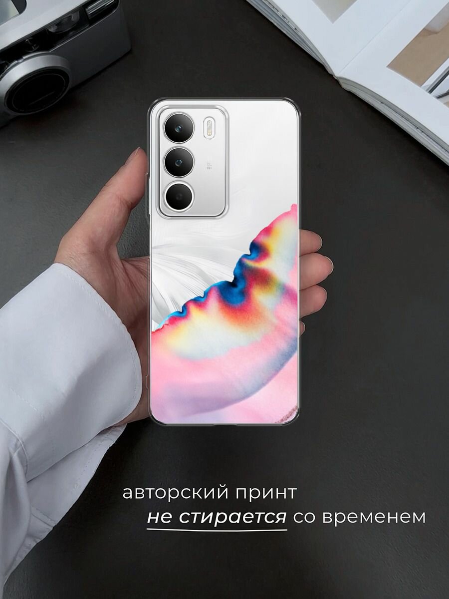 Чехол на Realme C71/P3 Lite 4G / Реалми С71/P3 Лайт 4G с принтом Розовая акварель, прозрачный — фото 1