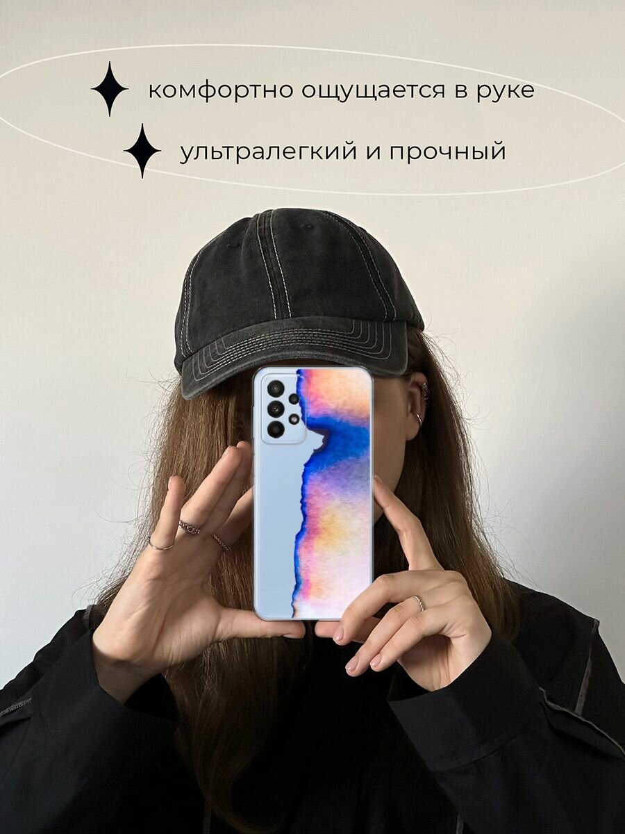 Чехол на Samsung Galaxy A23 / Самсунг Галакси А23 с принтом Синяя акварель, прозрачный — фото 1