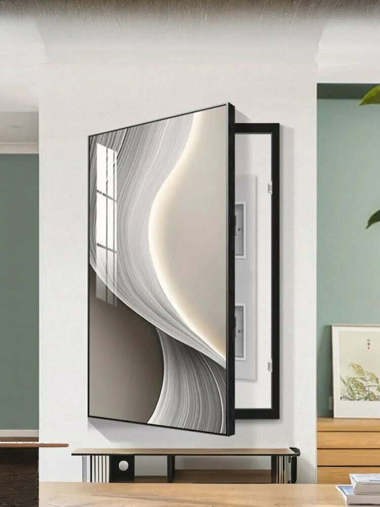 Декоративная панель для электросчетчика 50x70 см скрытые картины, левое открывание Без сверления + кристальная поверхность