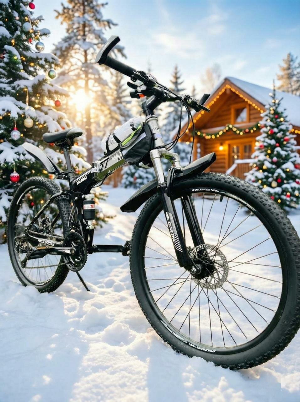 Горный складной велосипед GROM, городской, 26 дюймов / взрослый, мужской и женский для прогулки / скоростной, спортивный велик для подростков черный/серый