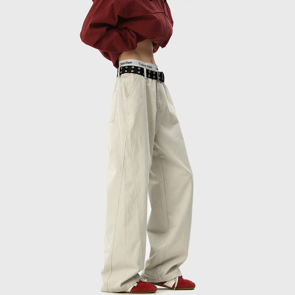 Тренд RONG CH Джинсы Кроп Лето Гонконг Свободные Деним, Размер_S