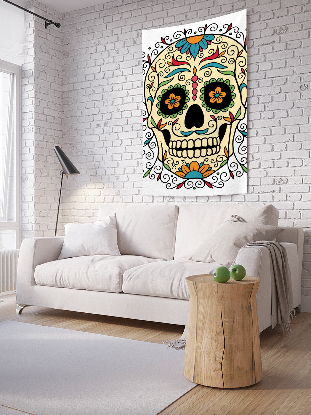 Вертикальное фотопанно на стену JoyArty "Мексиканский сахарный череп", из ткани, 100х150 см