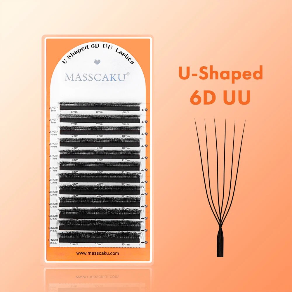 MASSCAKU U-образные 6D UU ресницы, смесь, 6D