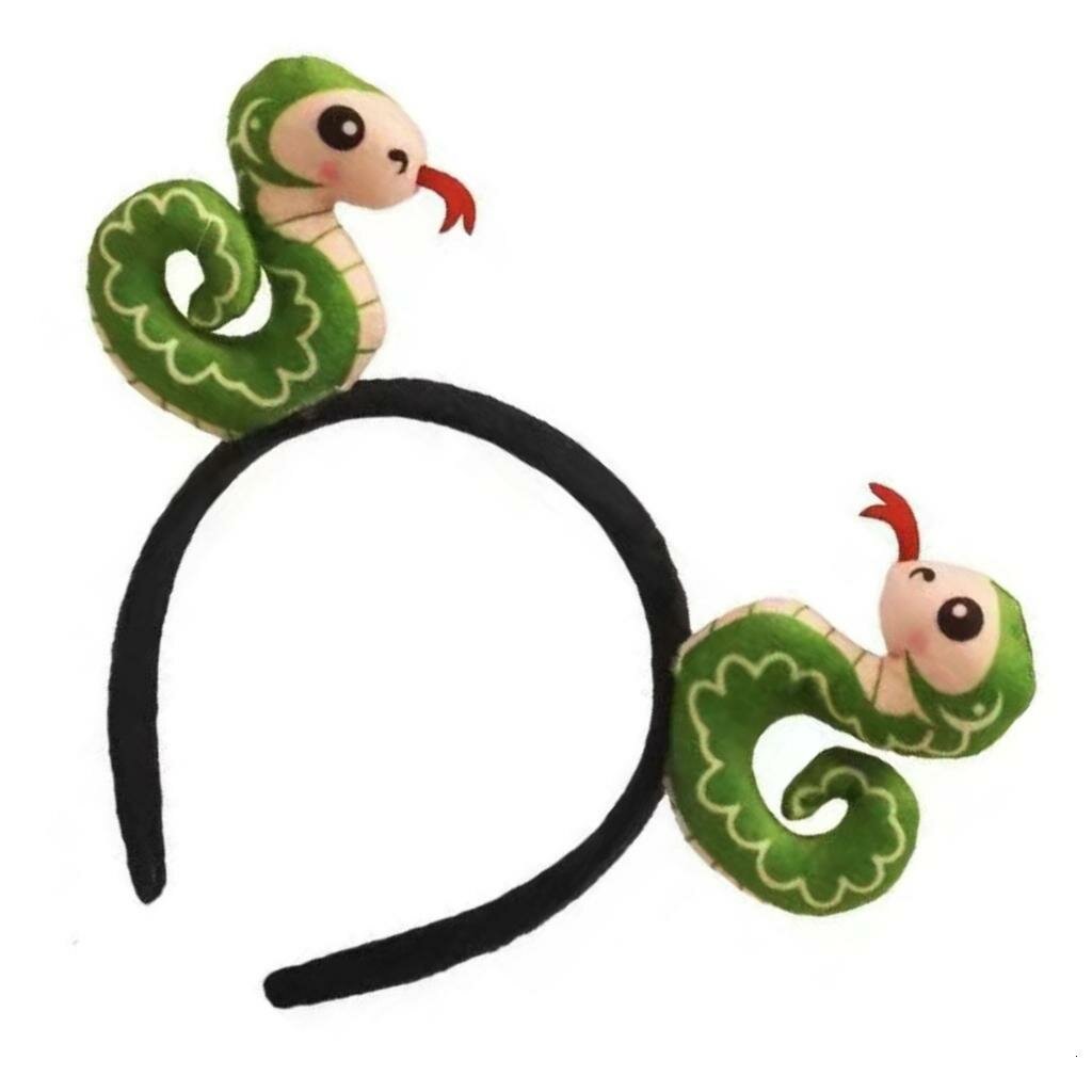 Регулируемый змеиный аксессуар для волос, две зеленые змеи