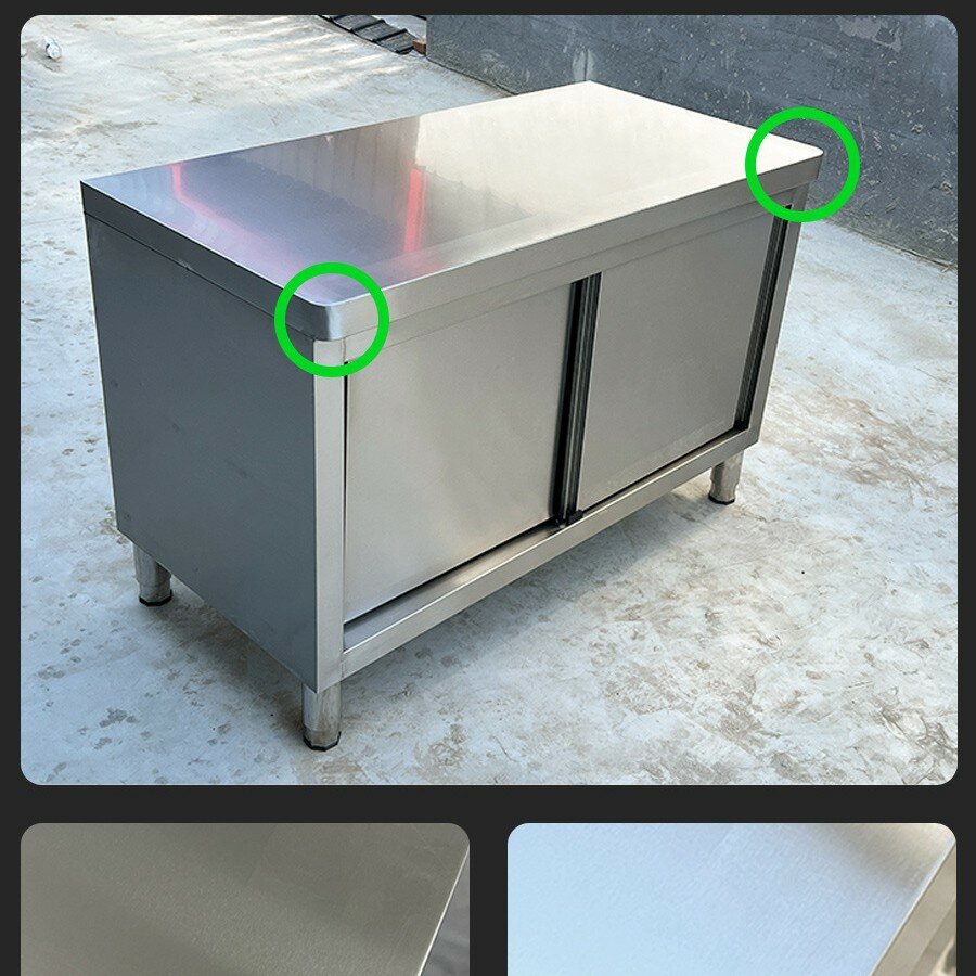 2025 Рабочий стол из нержавеющей стали 304 с закругленными углами, стол для операции с раздвижной дверью, хранение, кухонная столешница, разделочная доска, столешница для плиты