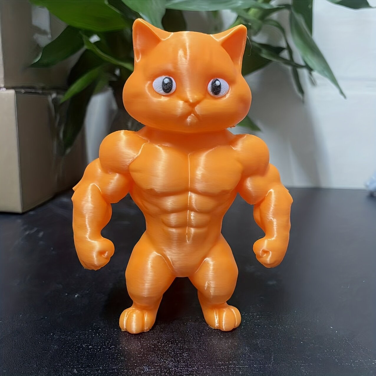 3D-печатная фигурка мускулистого кота-качка, оранжевая, реалистичная анатомия с прессом, мускулами ног и рук, для декора дома/офиса, коллекционная пластиковая статуэтка