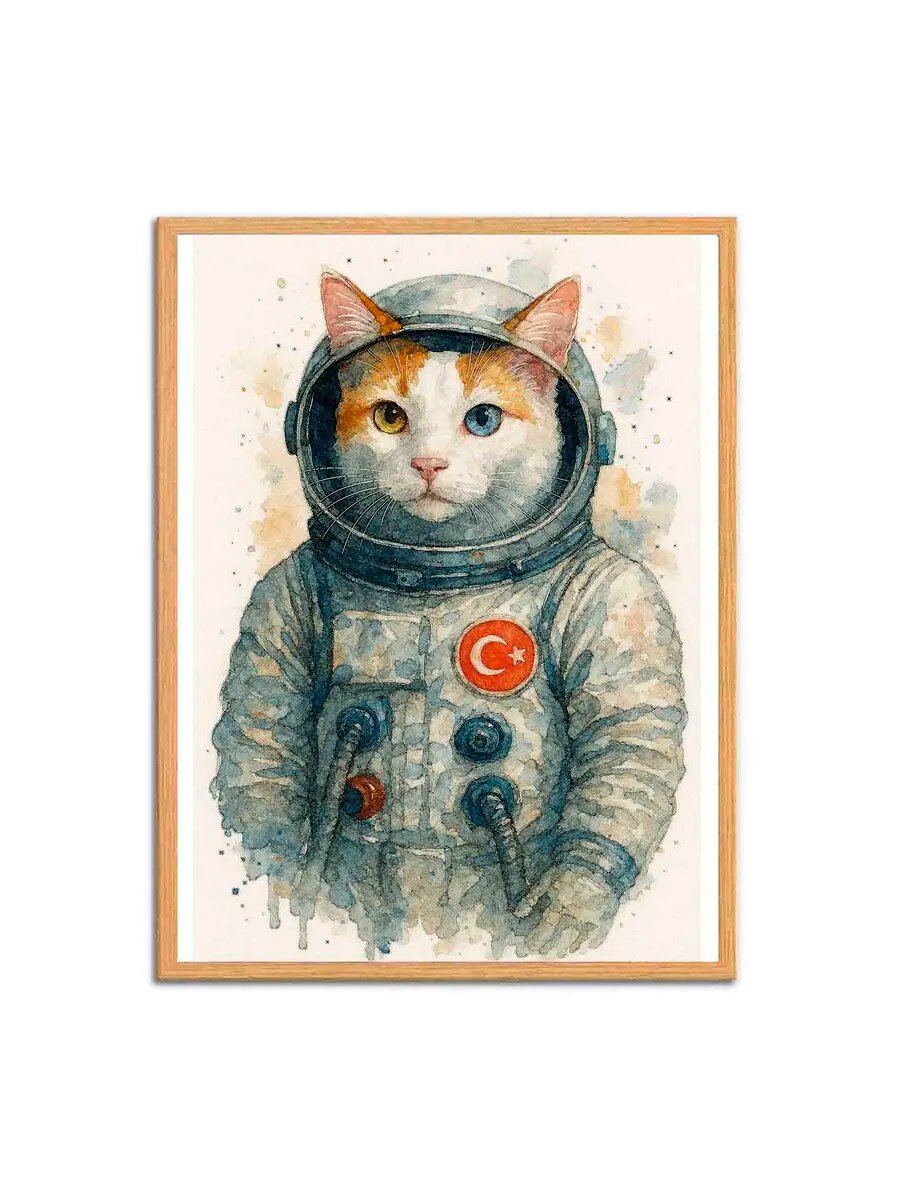 Турецкий Ванский кот, Астронавт, Плакат 30x42см