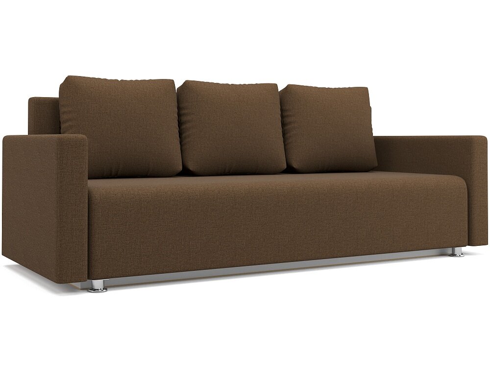 Прямой диван Олимп Коричневый Рогожка, еврокнижка, 210х84х84 см, с ящиком для белья