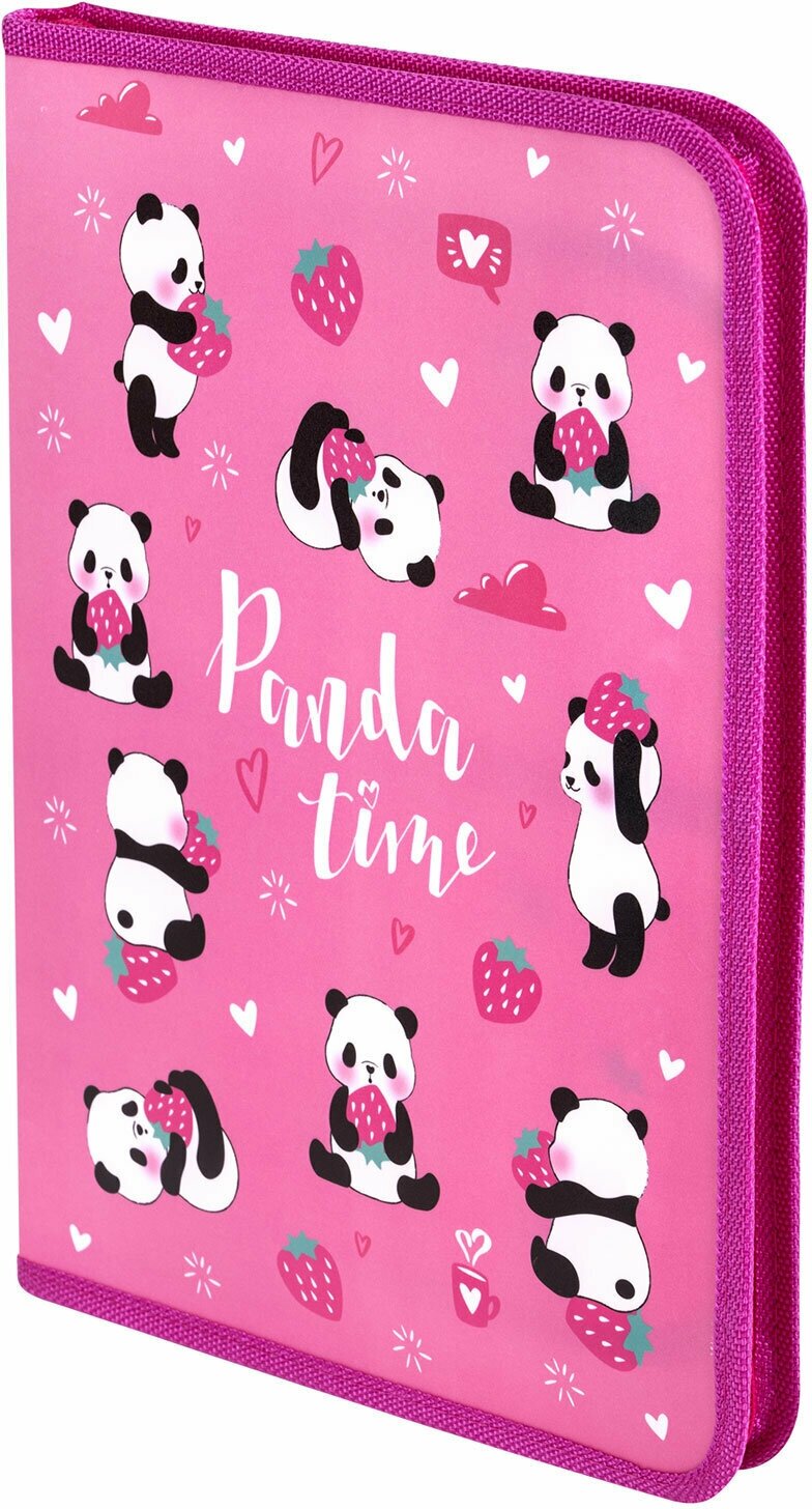 Папка для труда на молнии юнландия А4, 1 отделение, откидная планка, органайзер, "Panda time", 270983