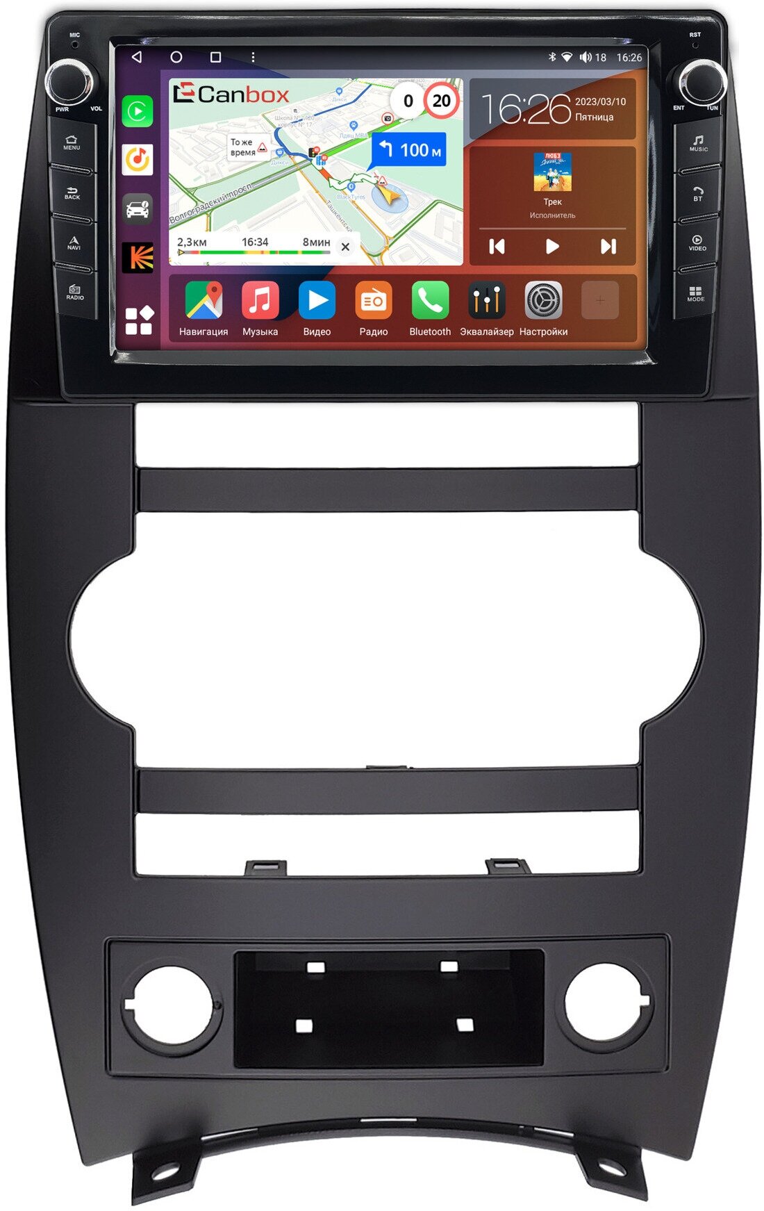 Штатная магнитола Canbox H-Line 7822-9-1195 Jeep Commander 2008-2010 Android 10 (4G-SIM, 4/32, DSP, IPS) С крутилками