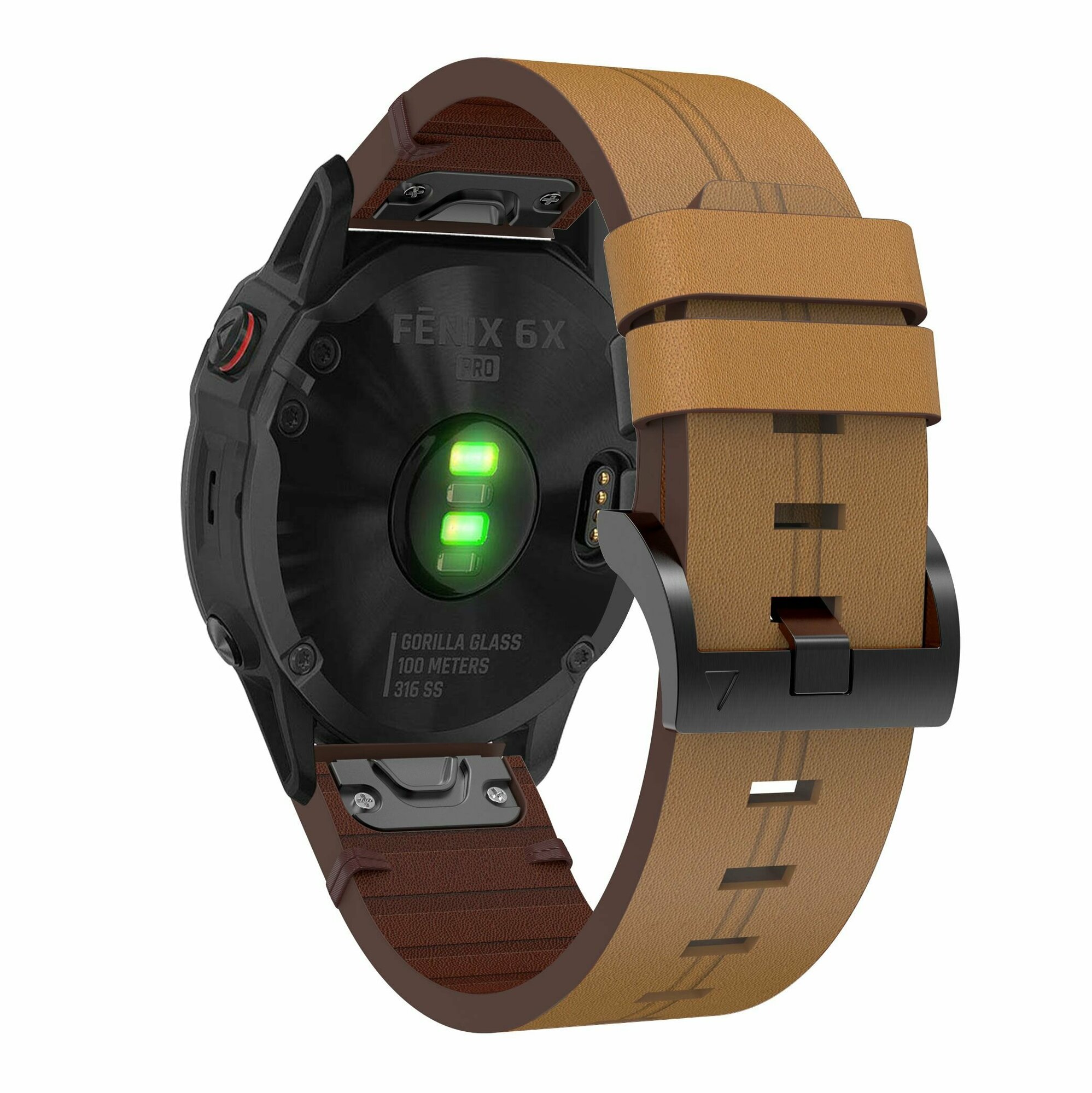 Ремешок из натуральной кожи для Garmin Fenix 6 - коричневый