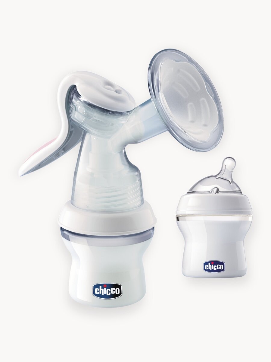 Молокоотсос ручной Chicco Natural Feeling 0+ с бутылочкой с соской