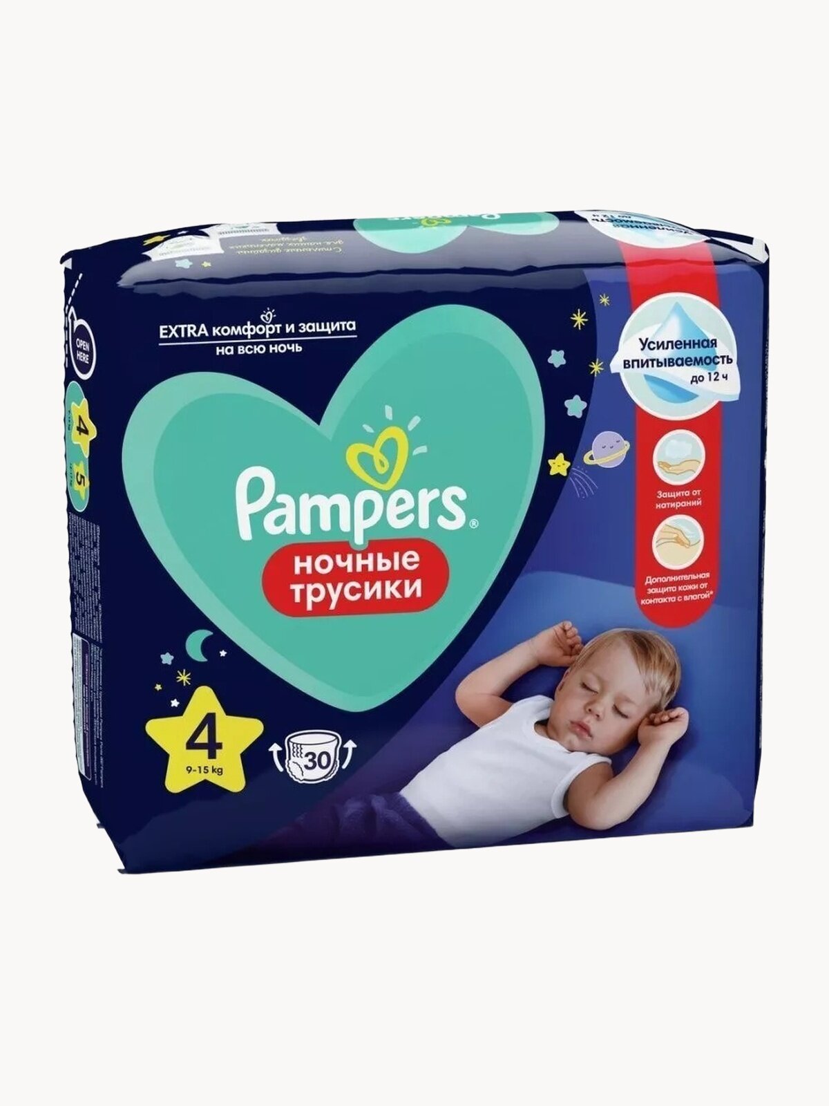 Pampers Night Pants Трусики Размер 4, 30 шт, 9kg - 15kg, Extra Комфорт И Защита На Всю Ночь 9kg - 15kg