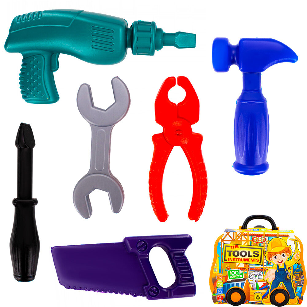 Набор инструментов "Инструменты", в чемодане, голубой, пластик, 7 шт