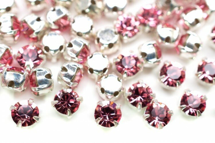 Шатоны Preciosa Maxima 4мм в оправе, цвет light rose DF/silver, 63-022, 10шт
