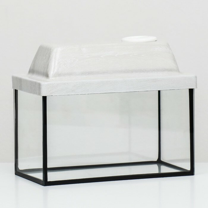 Аквариум «Прямоугольный» с крышкой, 5 л, 25×13×15.5/18 см, беленый дуб