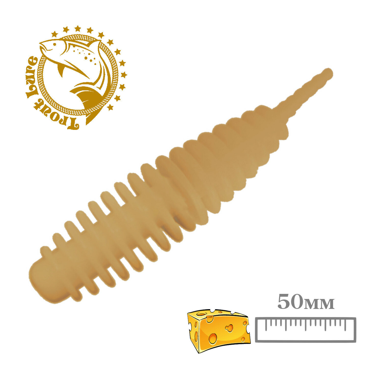 Силикон TROUT LURE (SANSAN) в банке, PLAMP 50, СЫР, COL. 7 (Beige-Бежевый), (12шт)