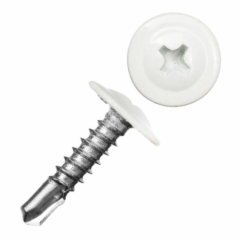 Саморез с прессшайбой сверло 4,2*19 белый RAL 9003 (250 шт.)