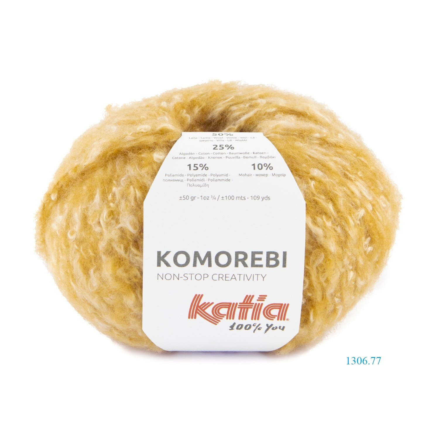 Моточная пряжа для вязания "Katia Komorebi", 50 % шерсть, 25 % хлопок, 15 % полиамид, 10 % мохер
