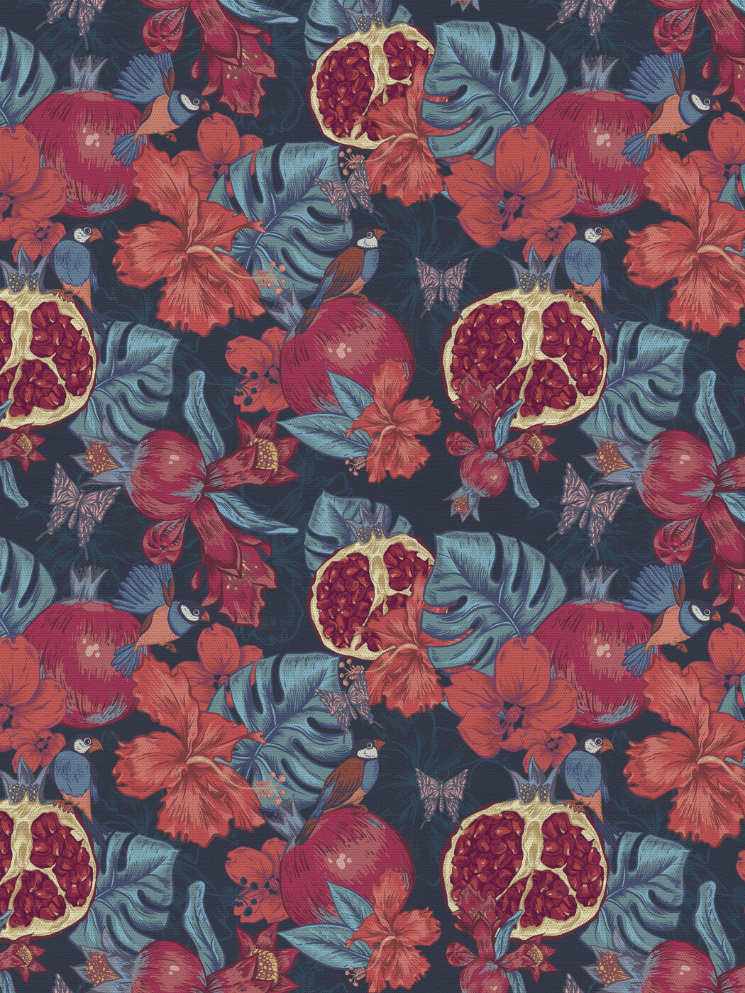 Отрезная ткань для мебели Ambesonne "Мирные гранаты" метражом для рукоделия и шитья, оксфорд, 155 см