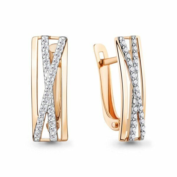 Серьги, красное золото, 375 проба, фианит