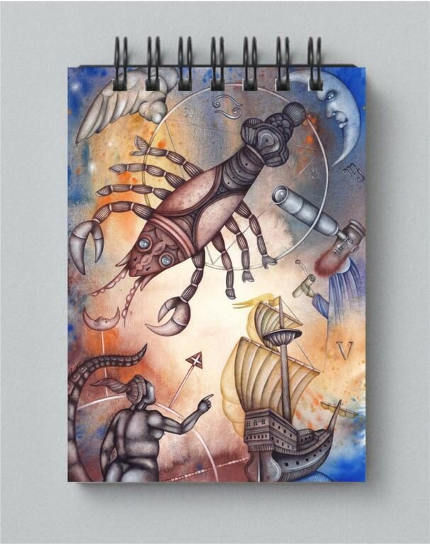 Блокнот со знаком зодиака Рак №8, Размер А5, 15 на 21 см