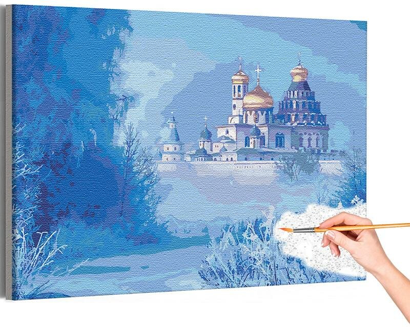 Морозное утро / Храм Раскраска картина по номерам на холсте 40х50