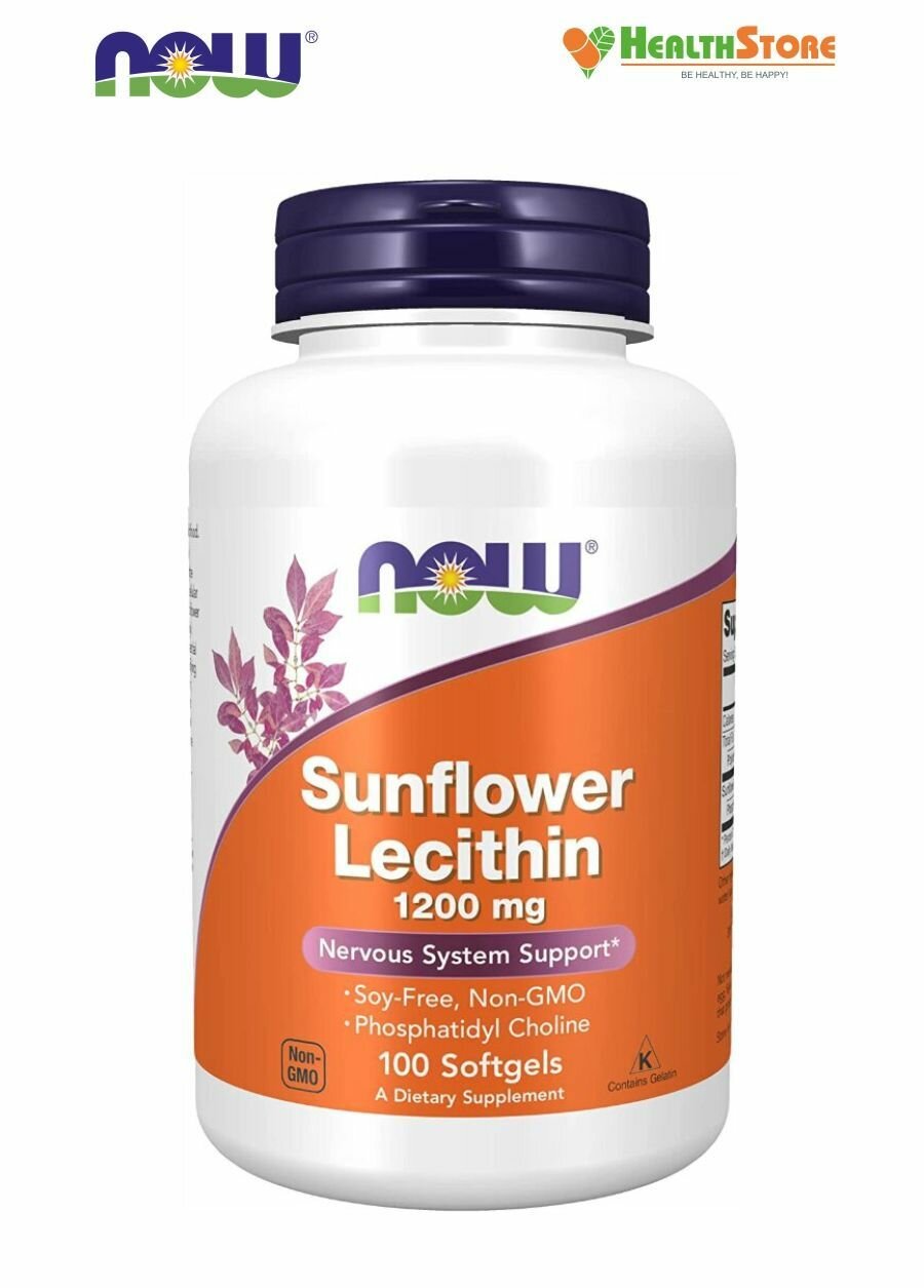 NOW Sunflower Lecithin 1200мг 100 софтгель капсул Нау лецитин подсолнечный лецитин
