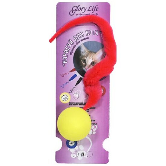 Игрушка для кошек Glory Life "Нарисуй для кота" длинный хвост дразнилка для кошек мех норки разноцветный дразнилка для кошек мех разноцветный