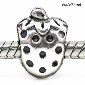 Металлическая бусина Клубника 0005817 серебряный цвет 12x9 мм, цена за 10 шт.