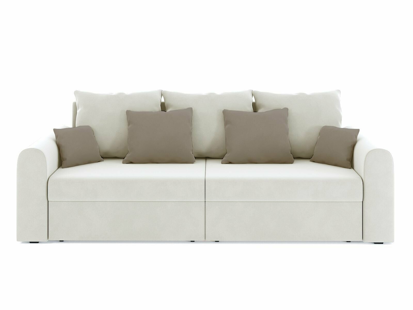 Диван-кровать Мэдисон еврокнижка-трансформер, велюр Зара Крим 02/Лайт Браун 05, ящик для белья